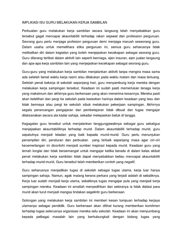 Implikasi Isu Guru Ponteng Sekolah | PDF