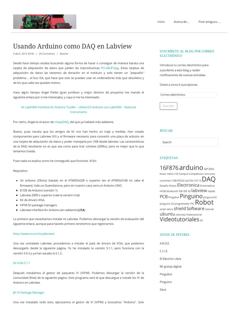 Usando Arduino Como DAQ en Labview - Robótica Lúdica | PDF | Arduino | Adquisición de datos