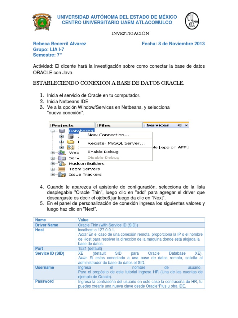 Como Conectar ORACLE Con Java | PDF | Java (lenguaje de programación) | Contraseña