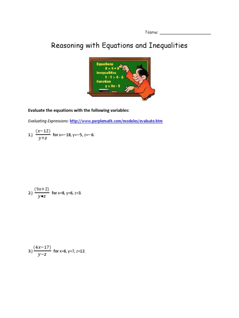Equations and Inequalities Practice | PDF | Teaching Methods & Materials