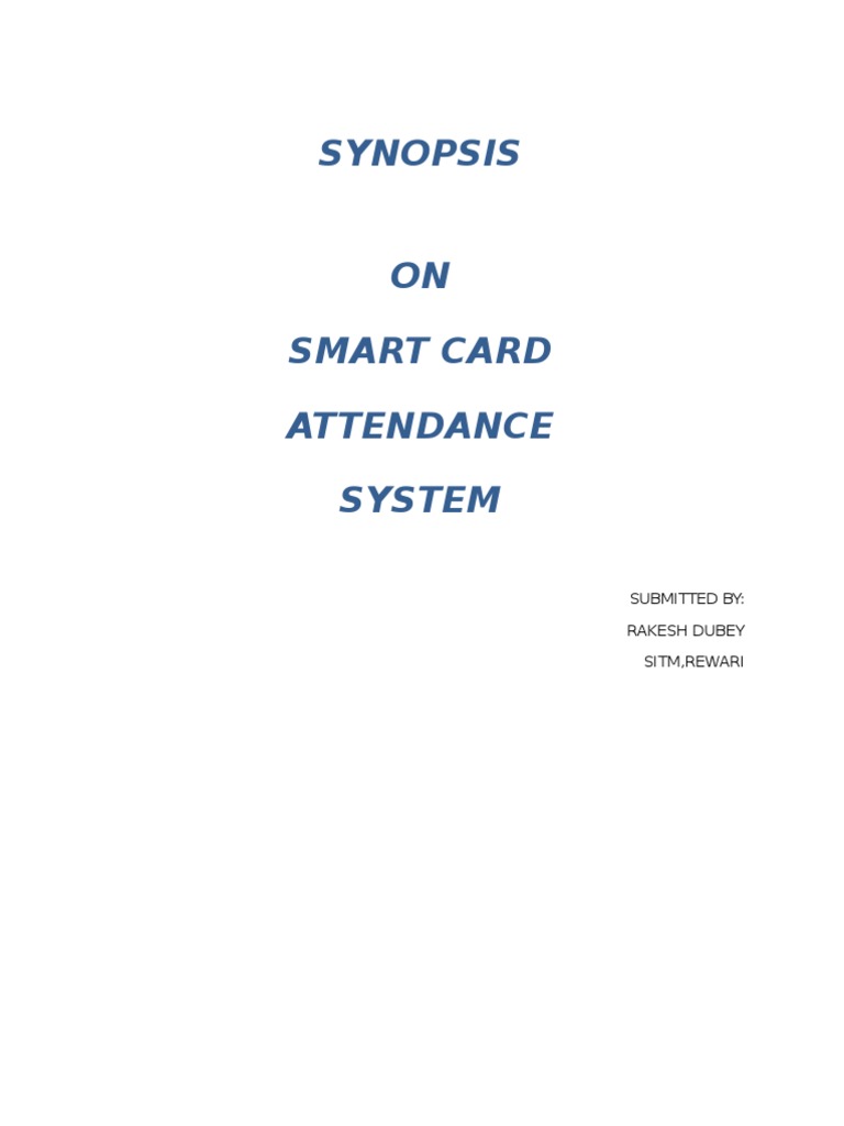 Synopsis On Smart Card Attendance System | PDF | Microcontroller | Read ...