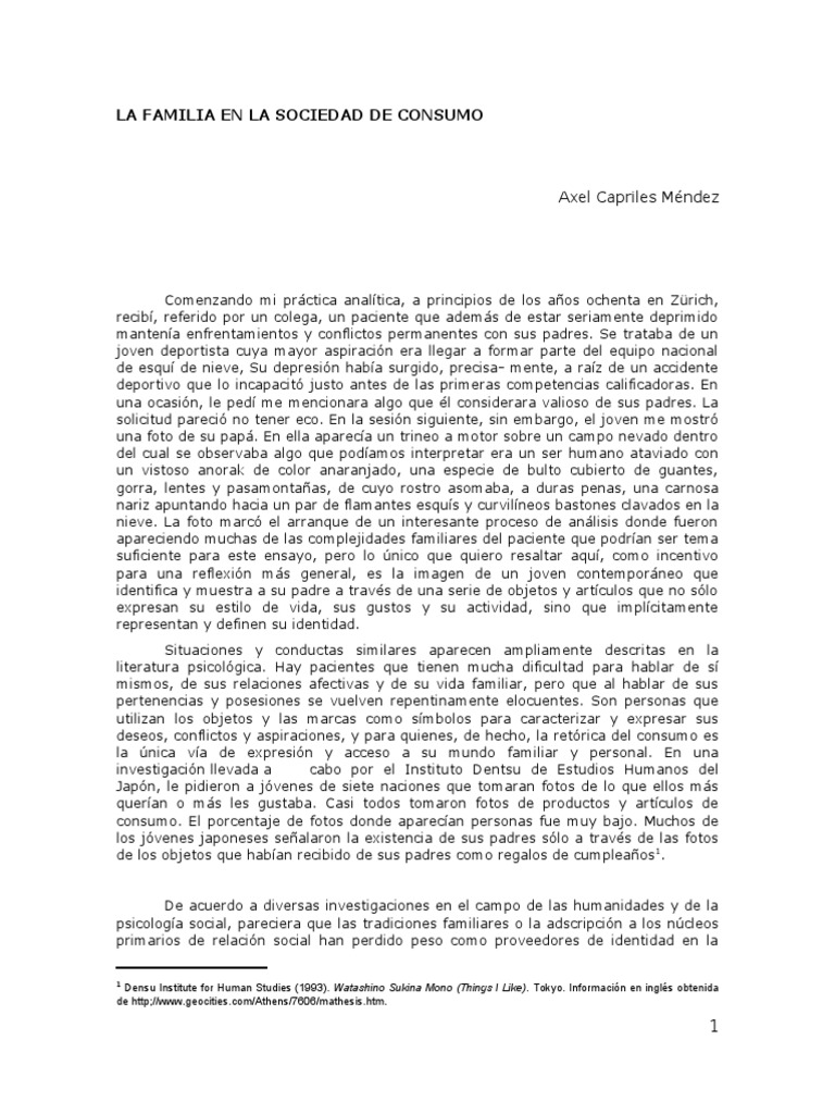 Axel Capriles La Familia en La Sociedad de Consumo | PDF | Unión ...