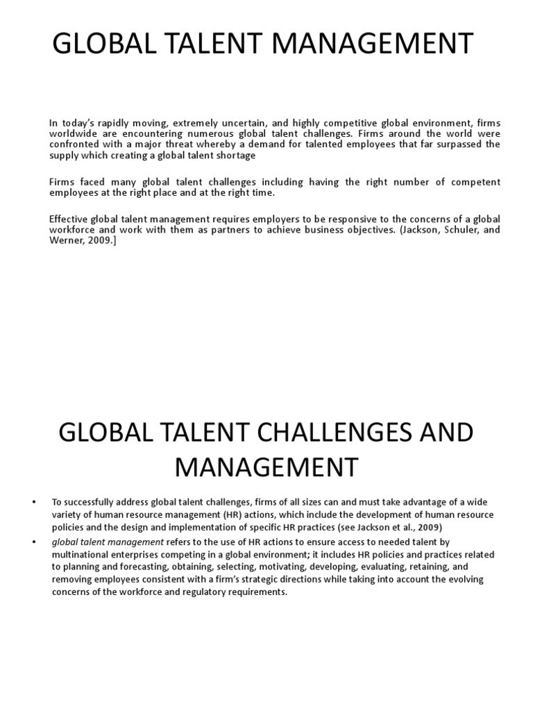 Global Talent Management | PDF | Talent Management | Human Resource ...