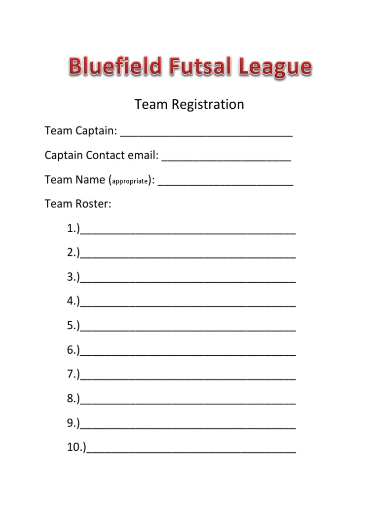 Team Registration Form | PDF