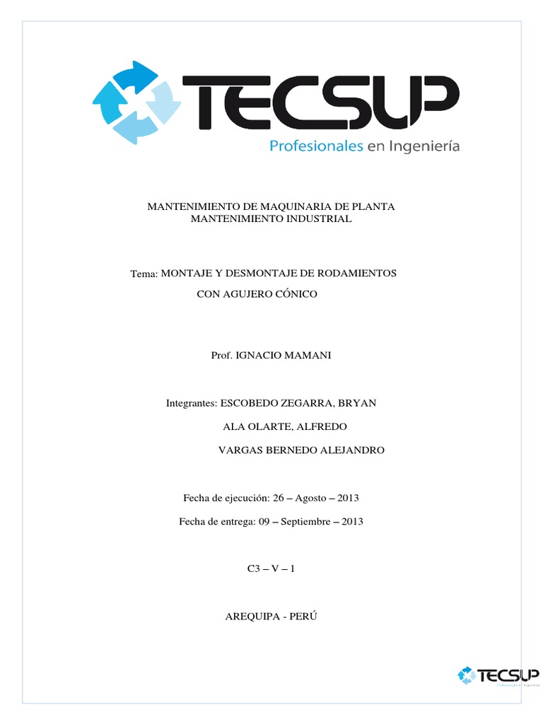 Informe Mtto Industrial Tarea 4b | PDF | Herramientas | Tornillo