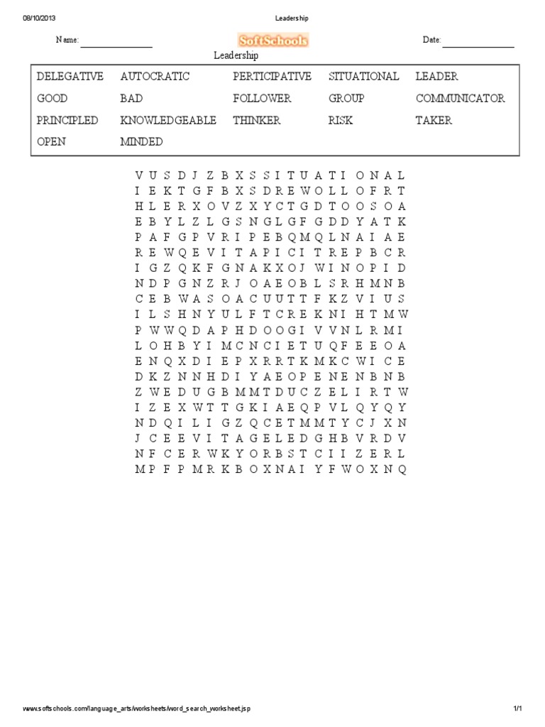 Leadership Word Search Worksheet | PDF | Career & Growth | Business