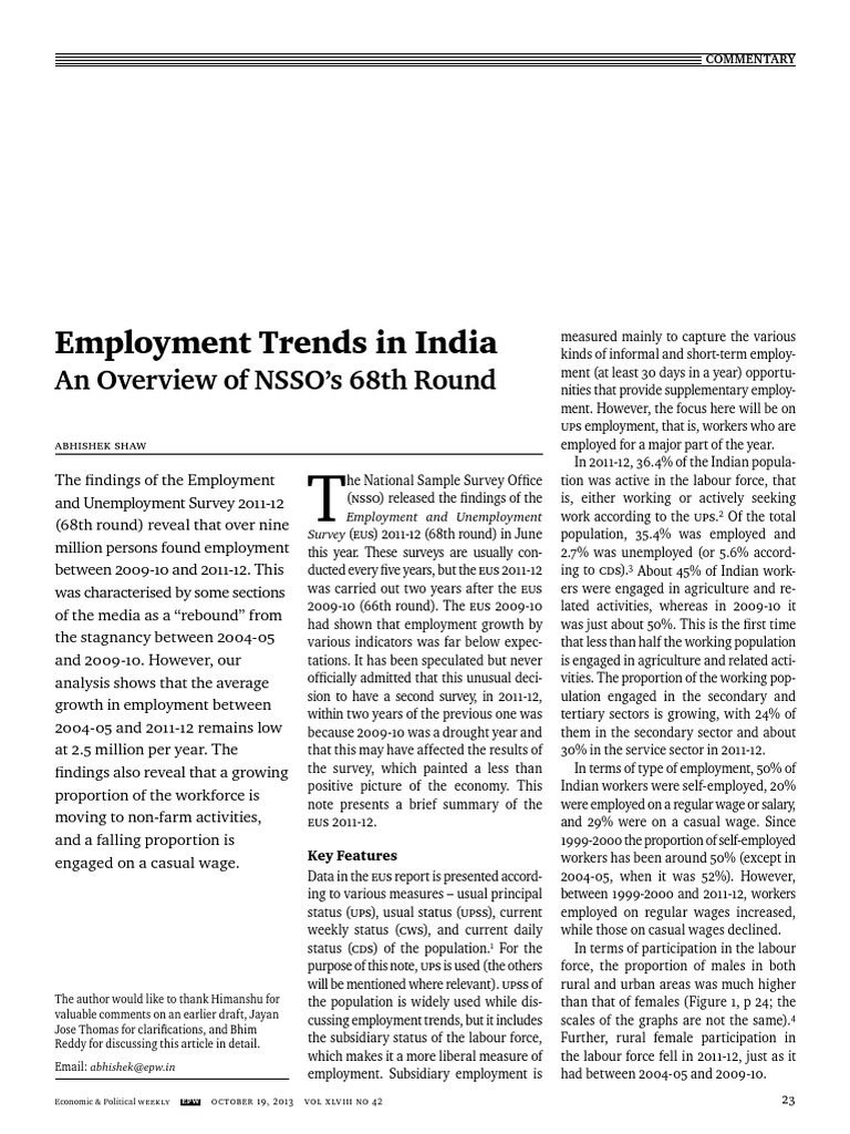Employment Trends in India PDF | PDF | Workforce | Unemployment