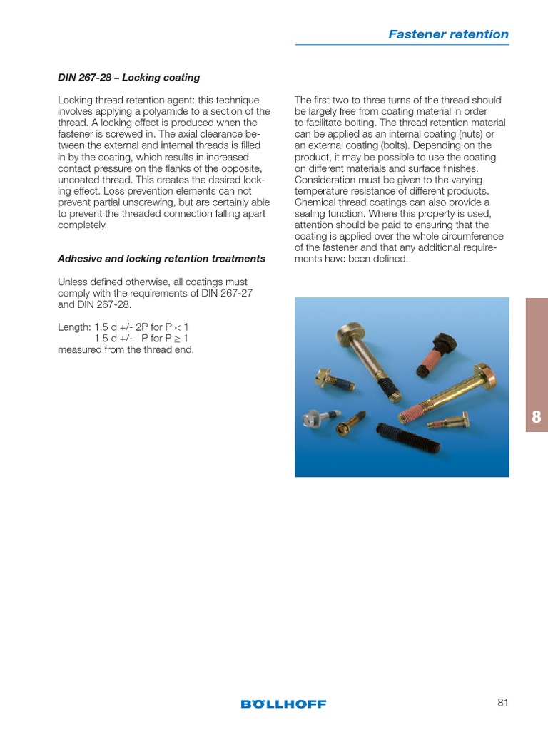 Fastener Retention: DIN 267-28 - Locking Coating | PDF