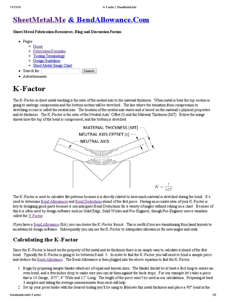 K-Factor - SheetMetal PDF | PDF | Sheet Metal | Metalworking