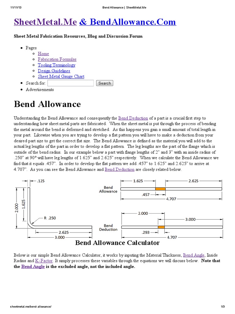 Sheet Metal Bend Allowance Guide | PDF | Sheet Metal | Industries