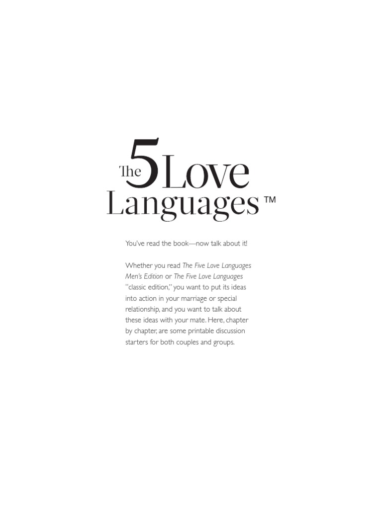 5 Love Languages Study Guide | PDF | Romance (Love) | Marriage
