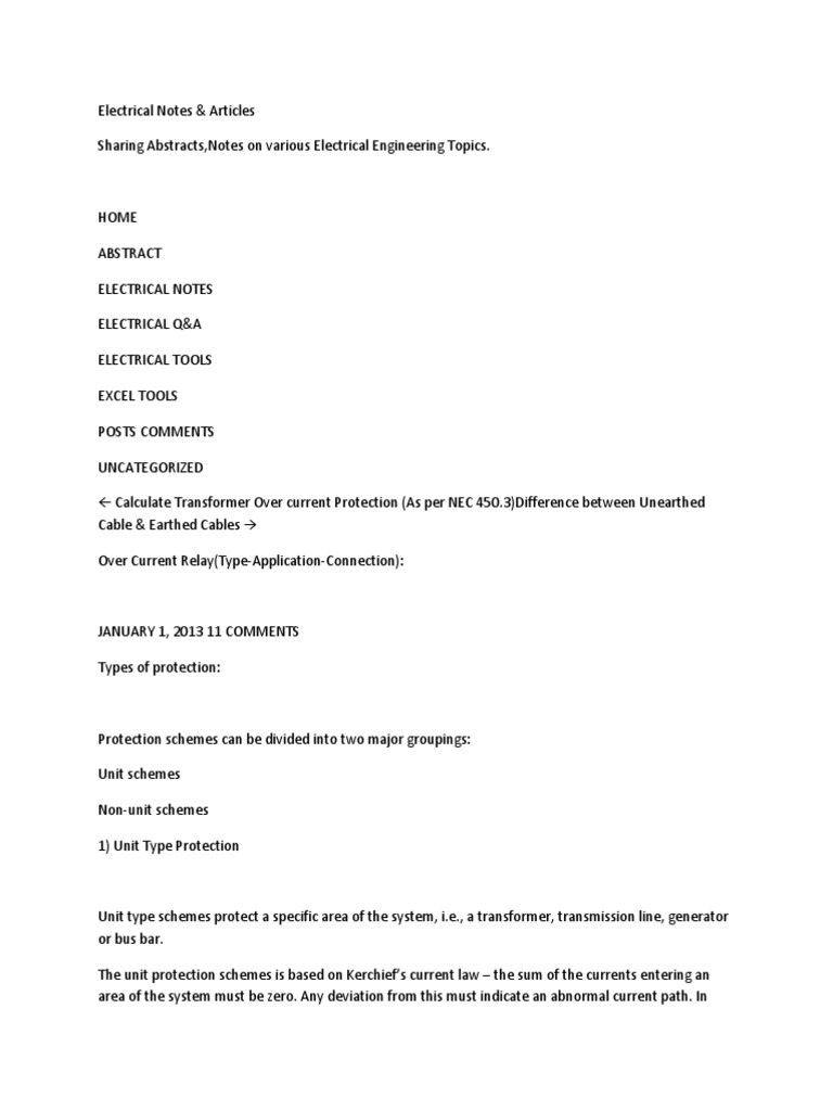 Electrical Notes | PDF | Relay | Electric Power System