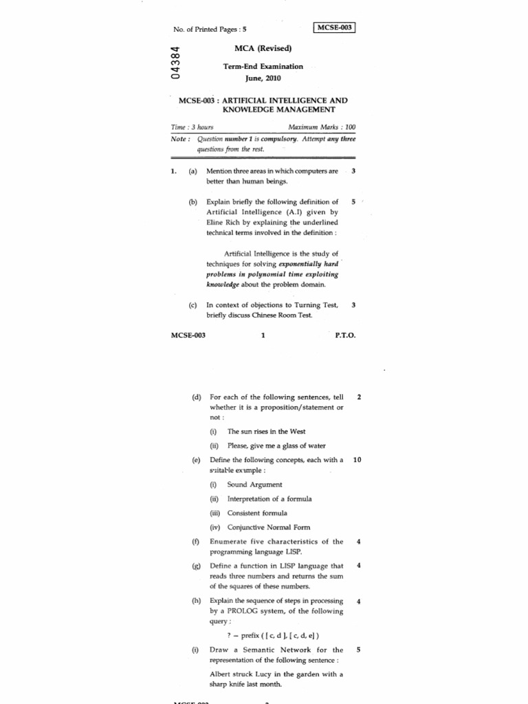 Mcse 003 | PDF | First Order Logic | Artificial Intelligence