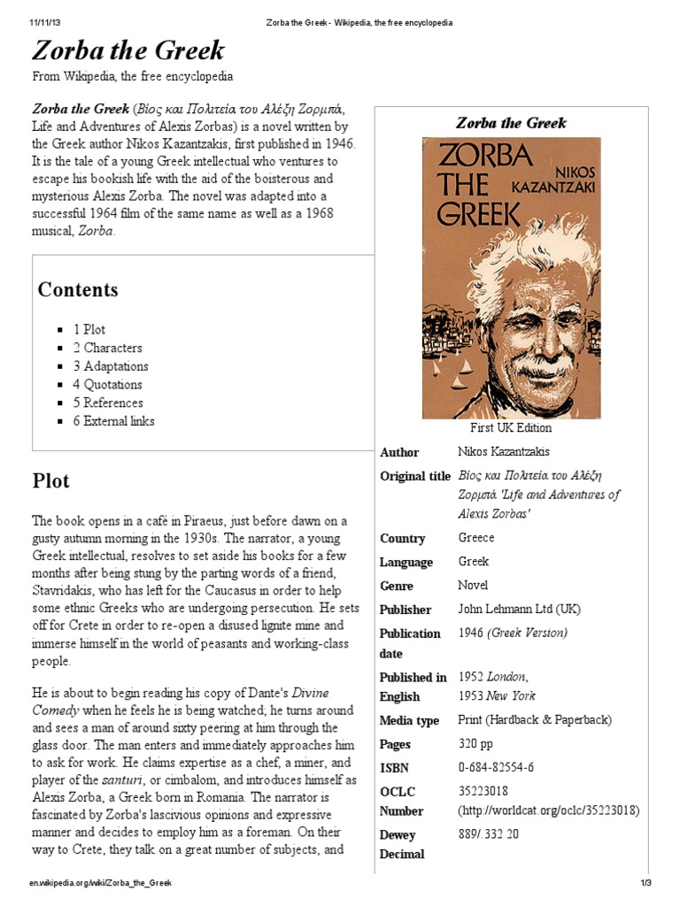 Zorba The Greek - Wikipedia, The Free Encyclopedia | PDF