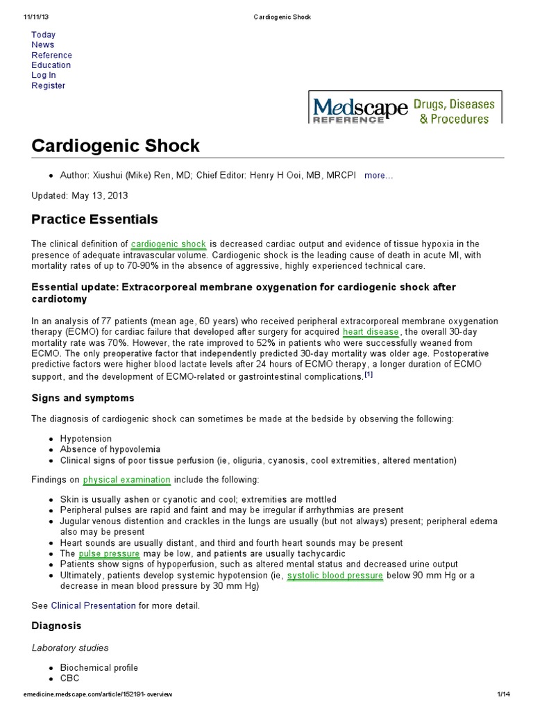 Cardiogenic Shock PDF | PDF | Shock (Circulatory) | Percutaneous ...