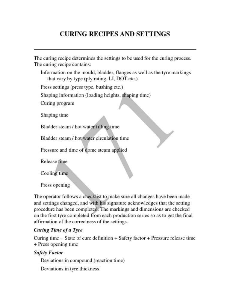 Curing Recipes and Settings PDF | PDF | Tire | Mechanical Engineering
