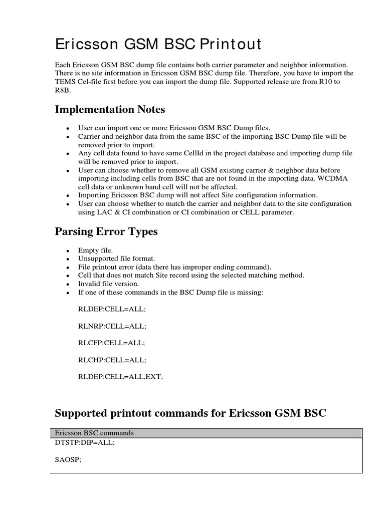 Ericsson GSM BSC Printout PDF | PDF | Information Technology Management ...
