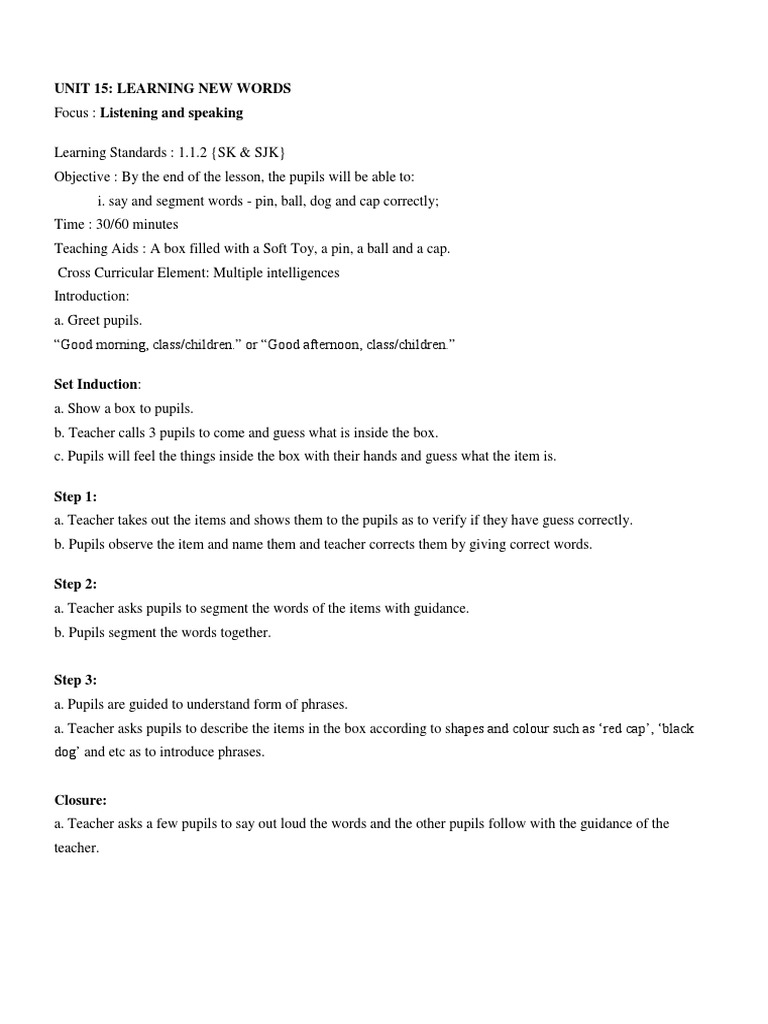 Unit 15 Lesson Plan 4 Skills | PDF | Lesson Plan | Teachers