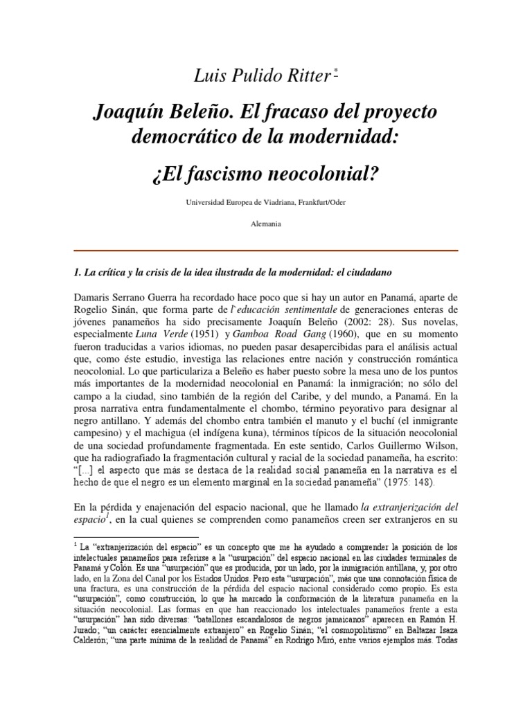 Luis Pulido Ritter | PDF | Panamá | Nación