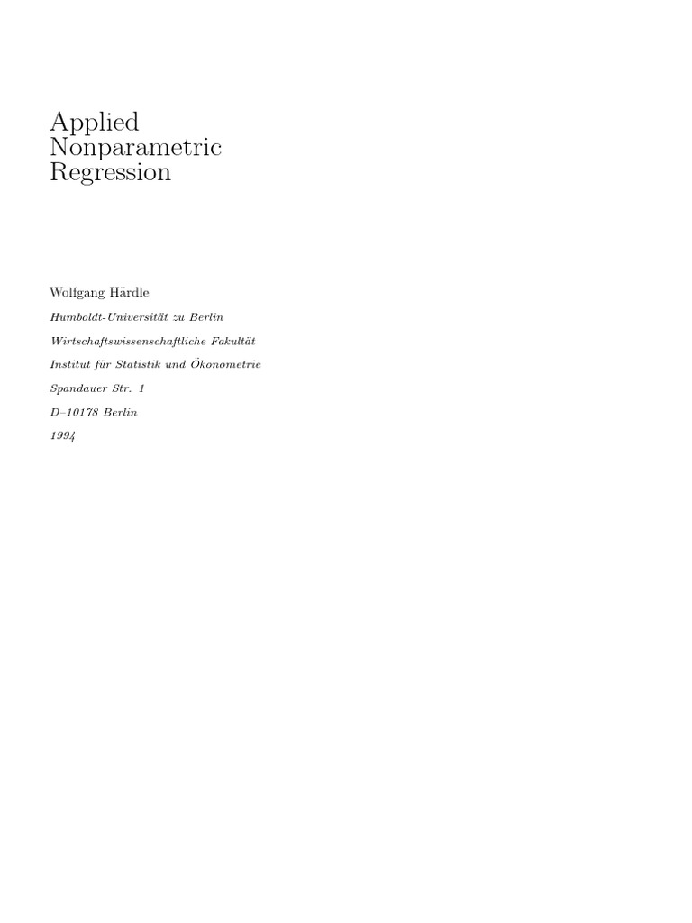 Applied Nonparametric Regression | PDF | Regression Analysis | Normal ... Applied Nonparametric Regression | PDF | Regression Analysis | Normal ...