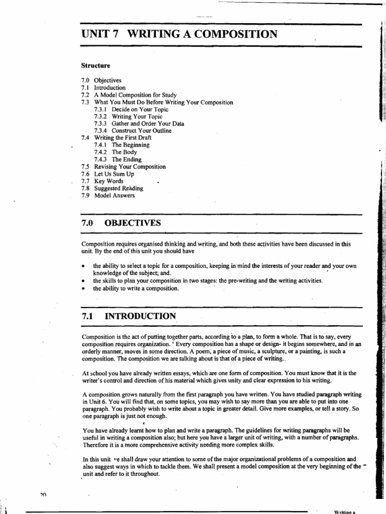 Unit 7 Writing A Composition | PDF | Paragraph | Sentence (Linguistics)