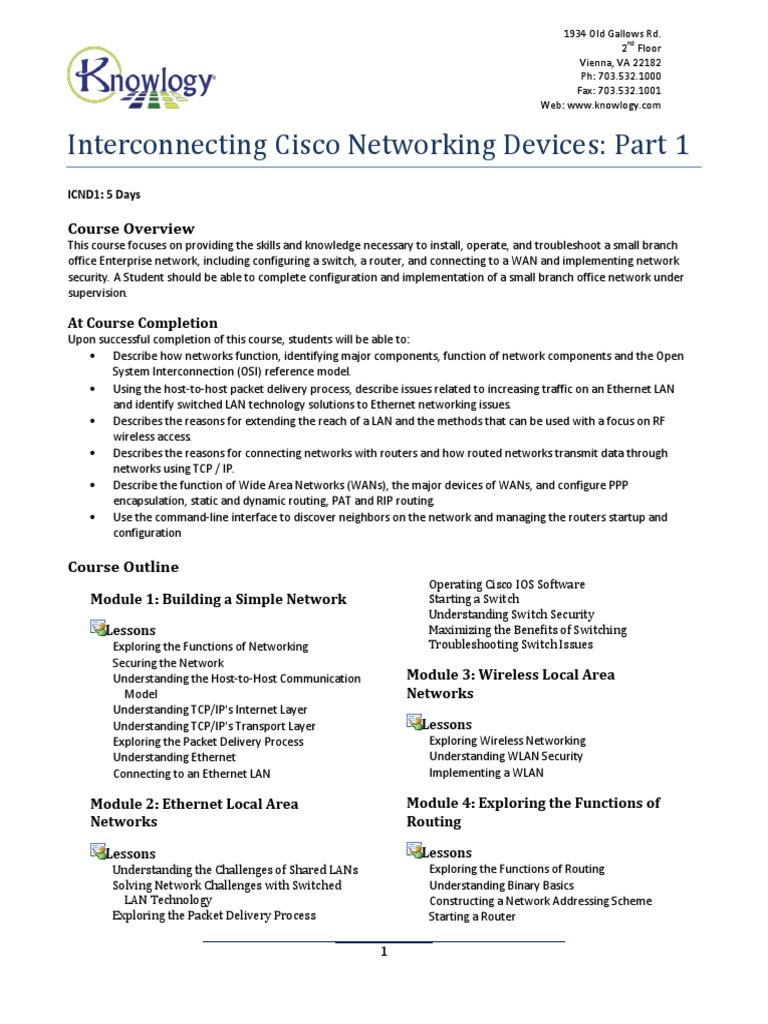 ICND1 - Interconnecting Cisco Networking Devices: Part 1 | PDF | Router (Computing) | Computer ...