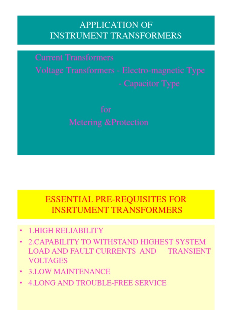 Application of Instrument Transformers - CT | PDF | Transformer ...