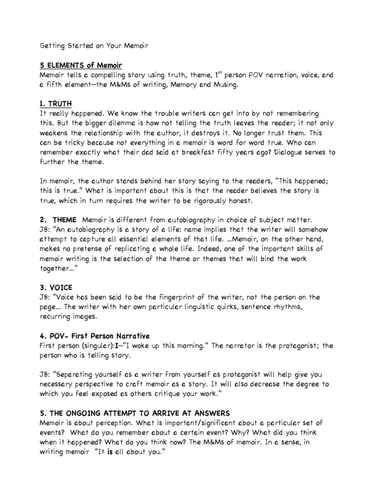 5 Elements of Memoir PDF | PDF | Narration
