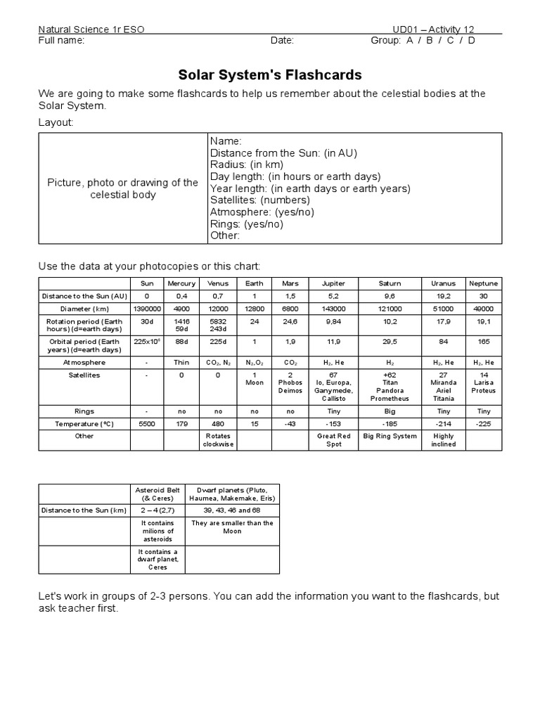 Solar System Flashcards Guide | PDF | Science & Mathematics