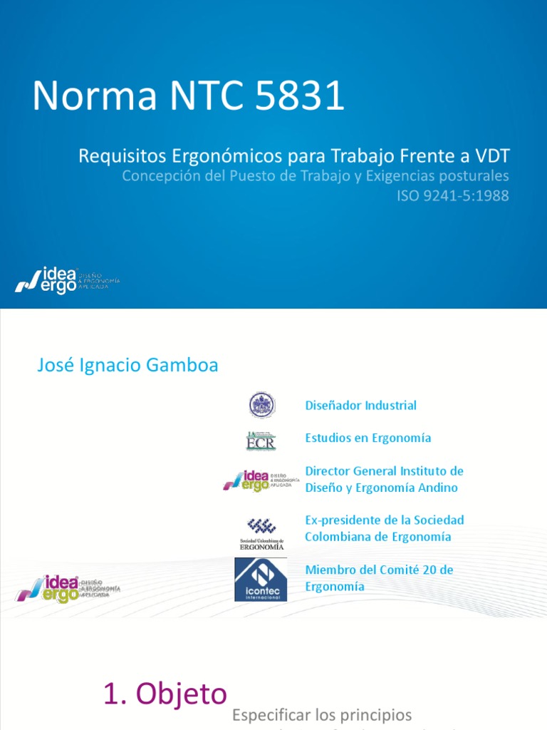NTC 5831: Ergonomía en Puestos VDT | PDF | Factores humanos y ergonomía ...
