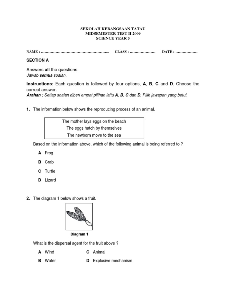 Science Exam Paper Midsem II Y5 | PDF | Ice | Freezing