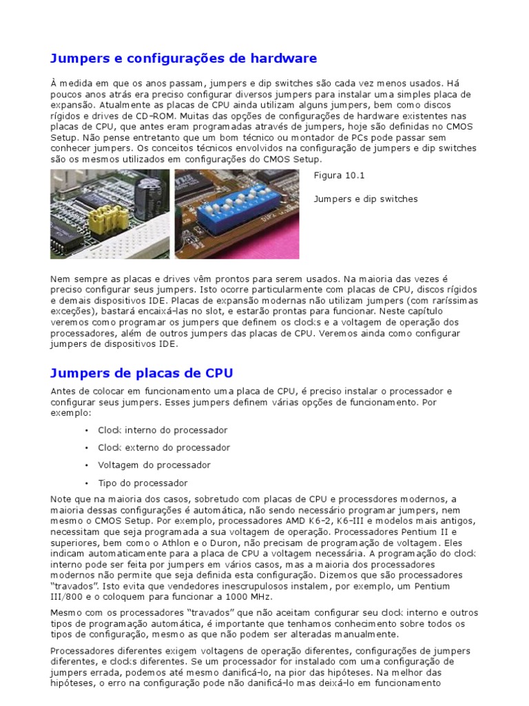 Jumpers e Configuração de Hardware | PDF | Unidade central de ...