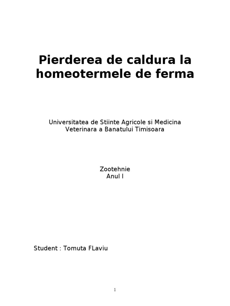 Biofizica-Homeotermele de Ferma | PDF