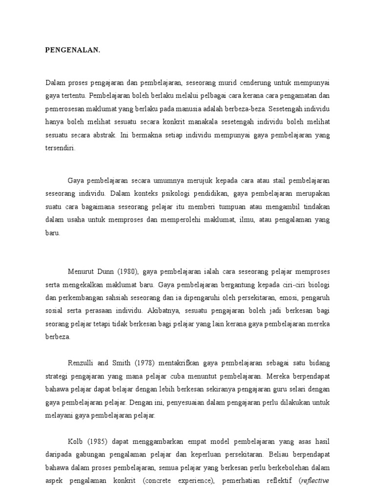 Gaya Pembelajaran-Assignment Individu | PDF