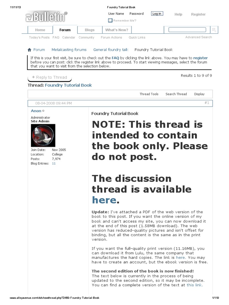 Foundry Tutorial Book Pdf Casting Metalworking Lead