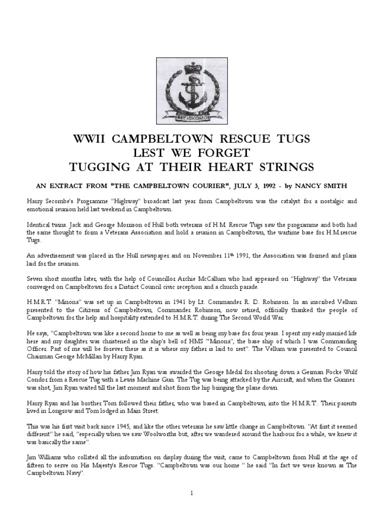 WWII - Campbeltown Rescue Tugs - 1992 Reunion | PDF | Ships | Violence
