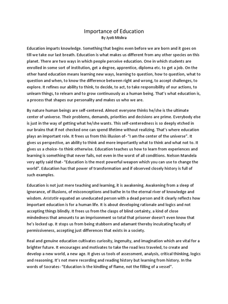 Importance of Education PDF | Reason | Learning Importance of Education PDF | Reason | Learning