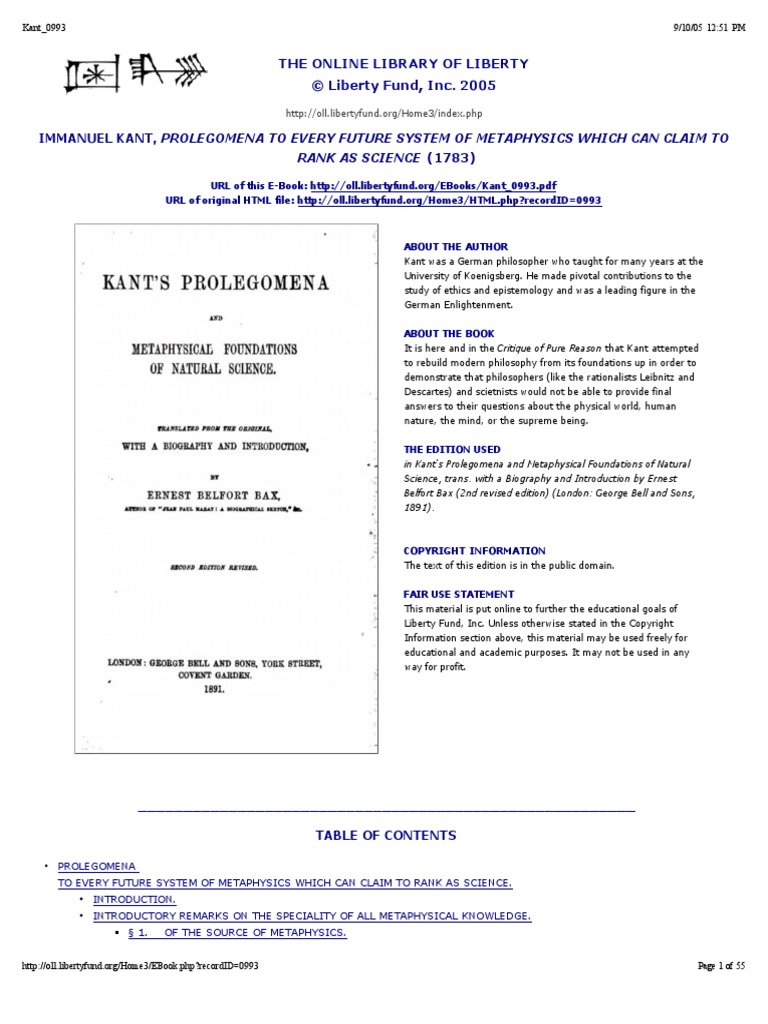 Kant Prolegomena | PDF
