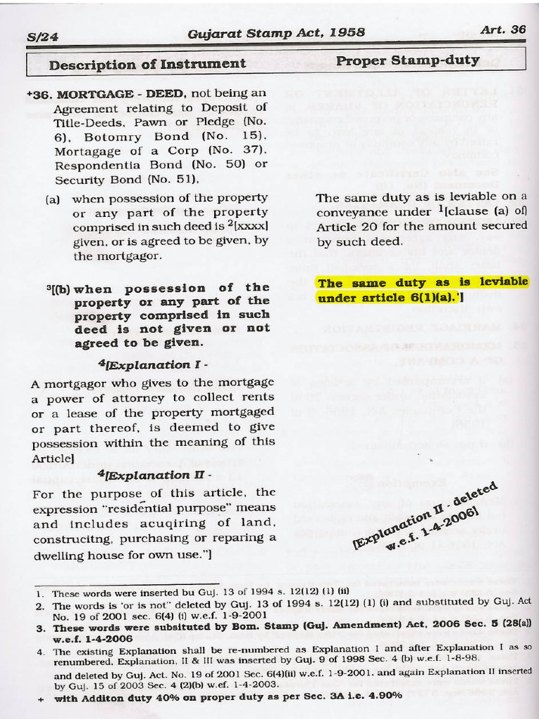 Gujarat Mortgage Deed Stamp Duty Guide | PDF | Mortgage Law | Contract Law