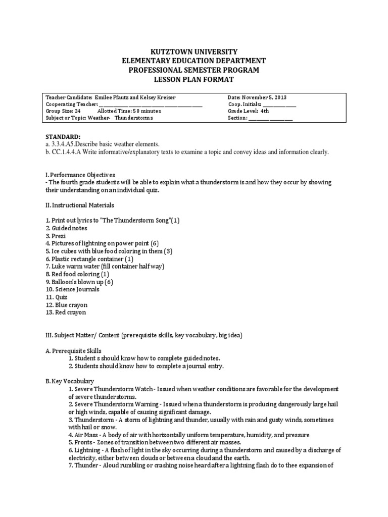 Thunderstorm Lesson Plan-1 | Download Free PDF | Thunderstorm | Lightning