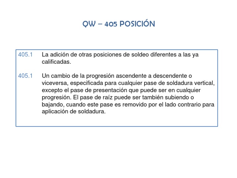QW - 405 Posición | PDF