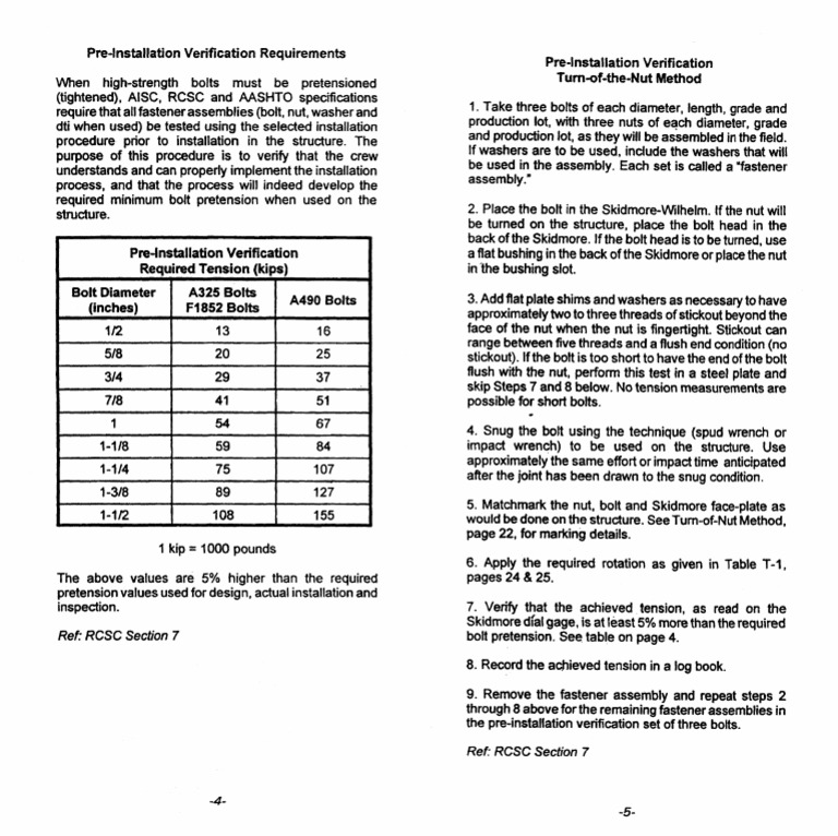 Turn of The Nut Method | PDF