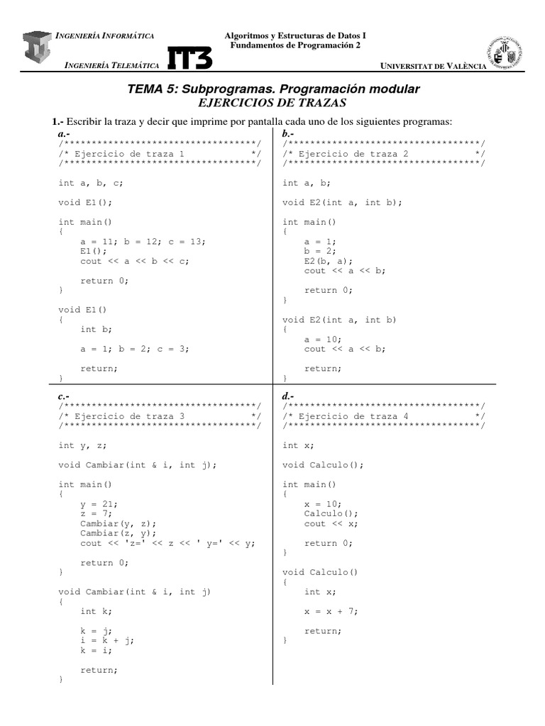 AED - Tema.05.ejercicios Trazas | PDF | Desarrollo de software ...