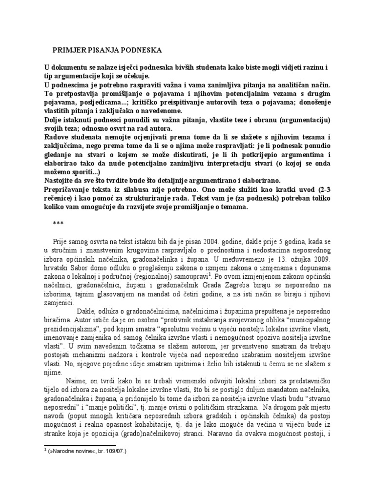 Podnesci Primjer | PDF