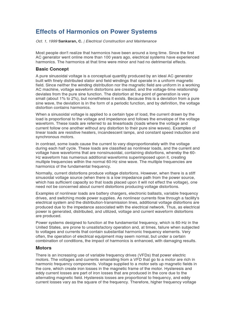 1 - Effects of Harmonics On Power Systems - Part 1 | PDF | Transformer ...