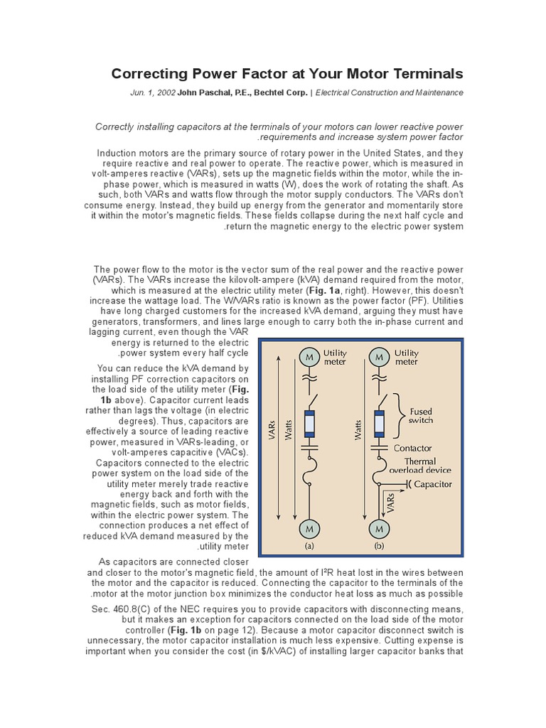 Power Factor Correction for Induction Motors | PDF | Ac Power ...