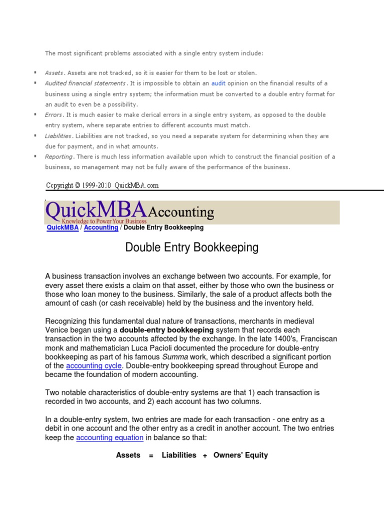 Singe Entry Bookkeeping Report | PDF | Finance & Money Management