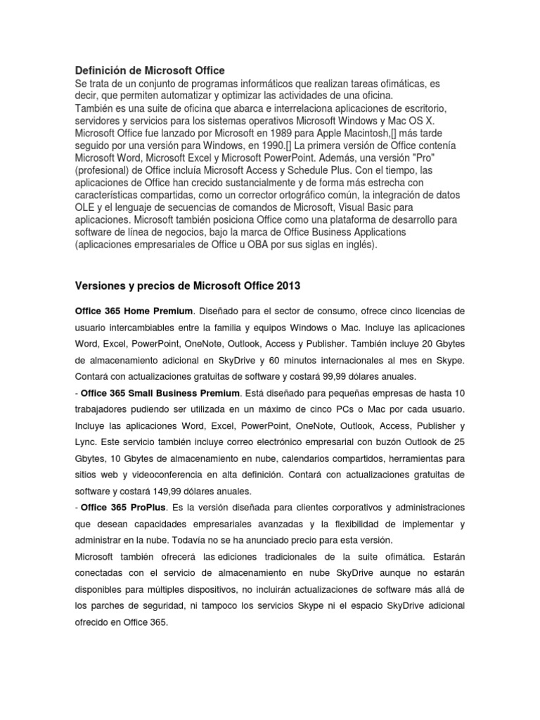 Definición de Microsoft Office | PDF | Microsoft Office | Microsoft