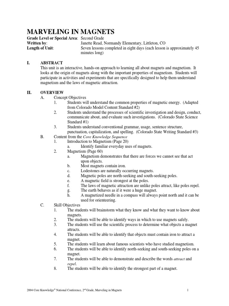 Marveling in Magnets. Experiments To Teach Children Basic Magnetics ...