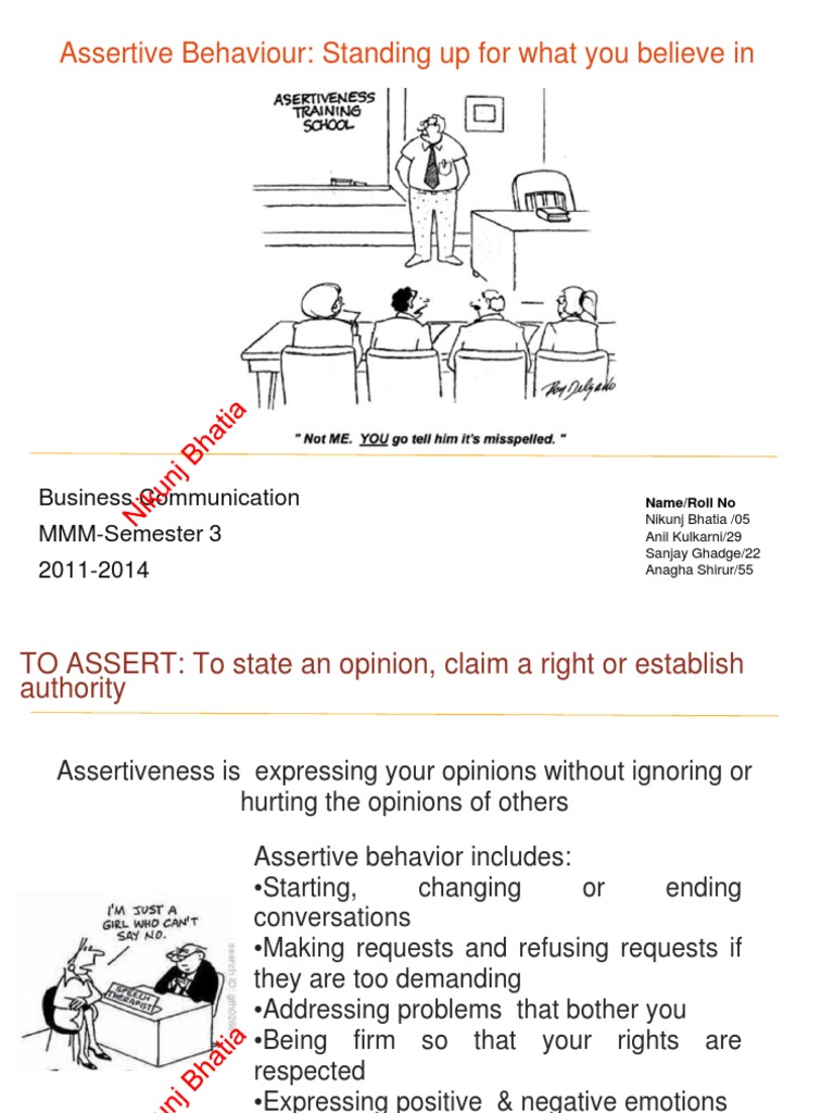 Standing Up for Yourself: A Guide to Assertive Behavior | PDF | Nonverbal Communication | Behavior